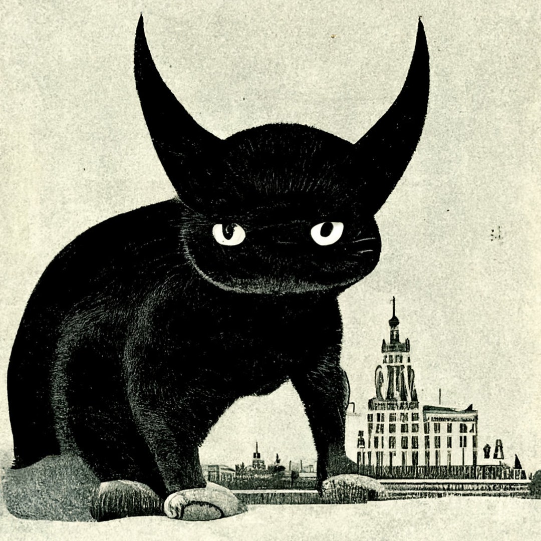 Begemot, the Master and Margaritas Behemoth Cat AI Vintage Drawing ...