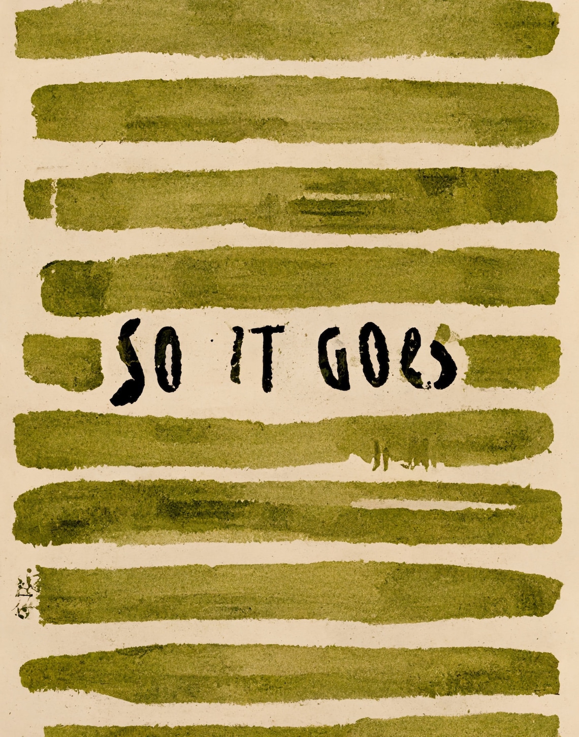 Kurt Vonnegut so It Goes Quote - Green and Black Woodblock Wood Block ...