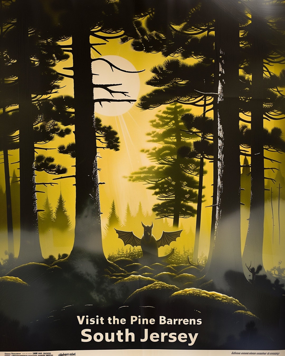 Travel Poster Visit the Pine Barrens in South Jersey - Devil Demon ...