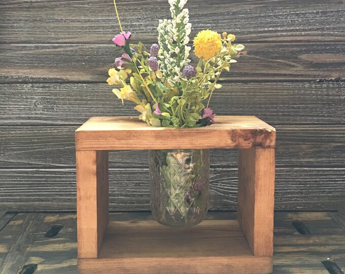 Wooden Mason Jar Vase Rustic Decor Wedding Centerpiece - Etsy