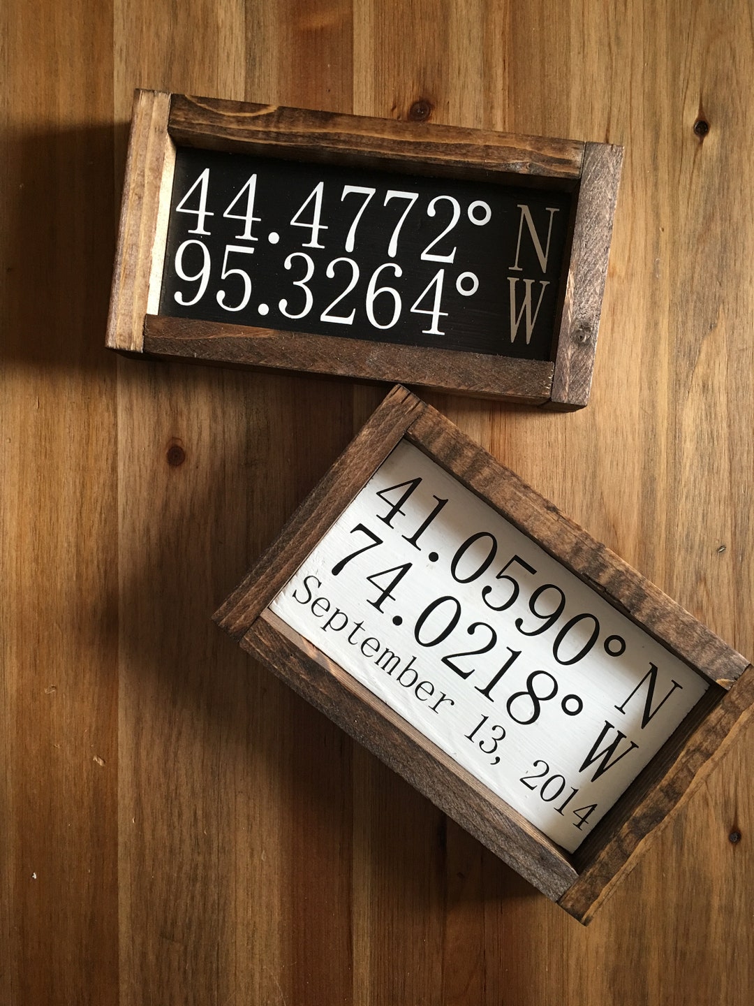 Coordinates Sign - Wooden - Longitude Latitude - Wood Sign - Etsy