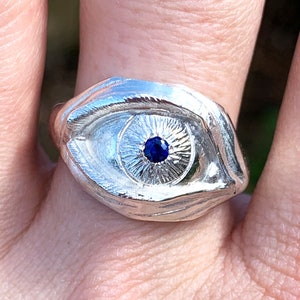 Eye Ring, Sterling Silver, Handmade, Unusual Ring, Sapphire Ring - Etsy