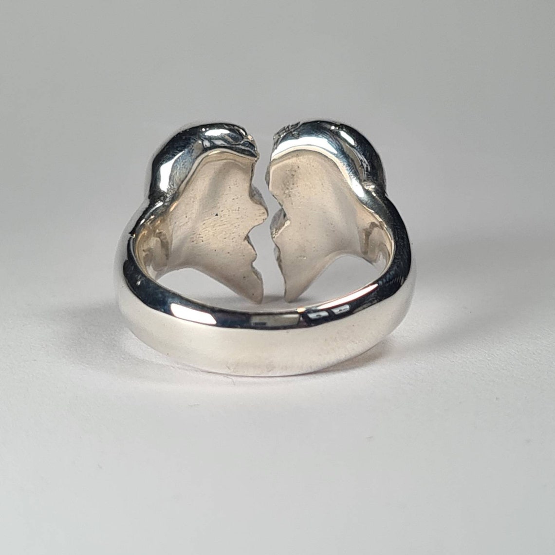 Broken Heart Ring Chunky Silver Ring Cracked Heart Open - Etsy