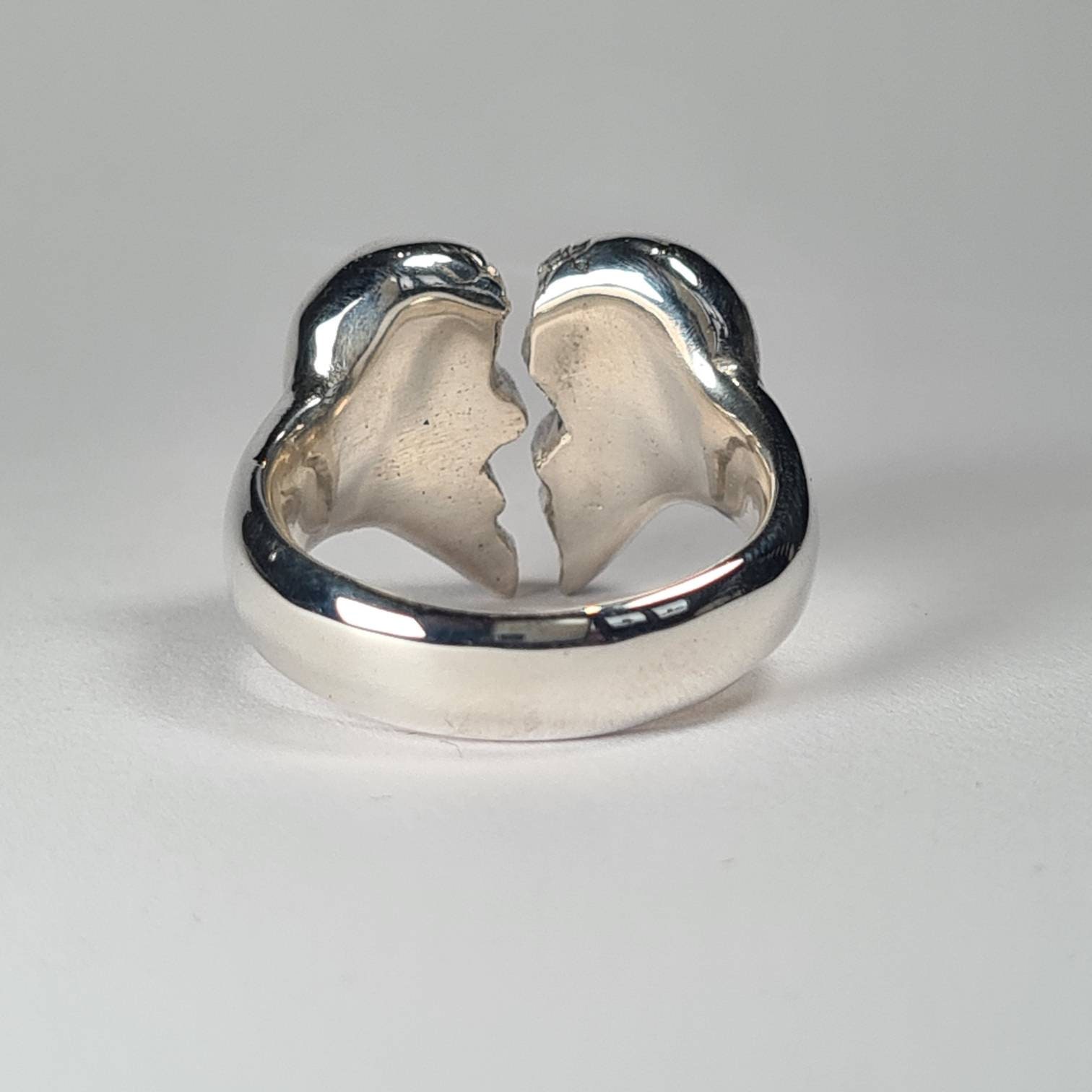 Broken Heart Ring Chunky Silver Ring Cracked Heart Open - Etsy