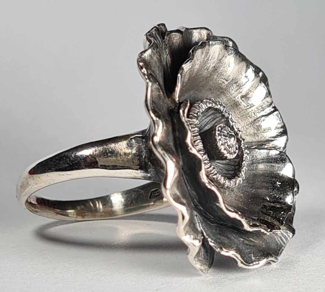 Poppy Ring Sterling Silver Handmade - Etsy