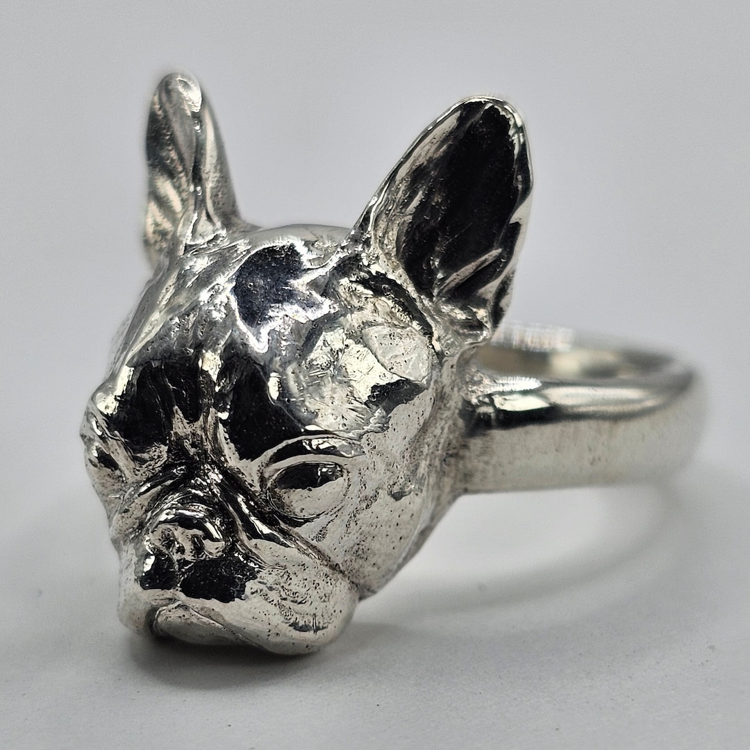 Merlin the French Bulldog Ring, Frenchie Dog Ring, Sterling Silver ...