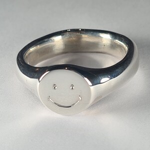 Smiley Face Signet Ring Rave Emoji Sterling Silver 90s Aesthetic Acid ...