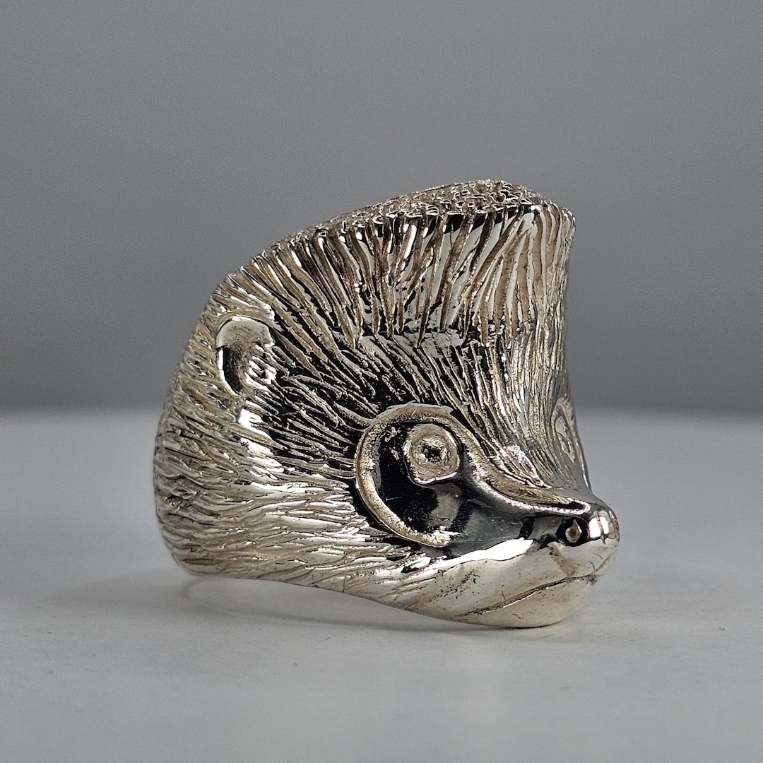 Hedgehog Ring, Handmade, Sterling Silver, Heavy - Etsy