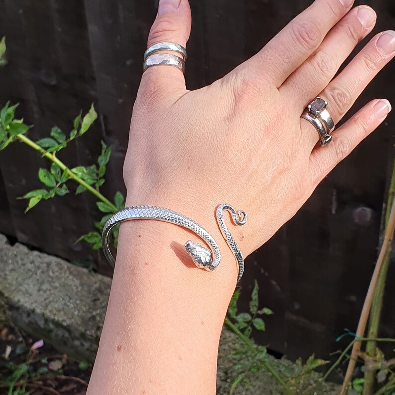 Snake Bangle Sterling Silver Handmade - Etsy