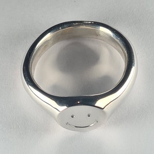 Smiley Face Signet Ring Rave Emoji Sterling Silver 90s Aesthetic Acid ...