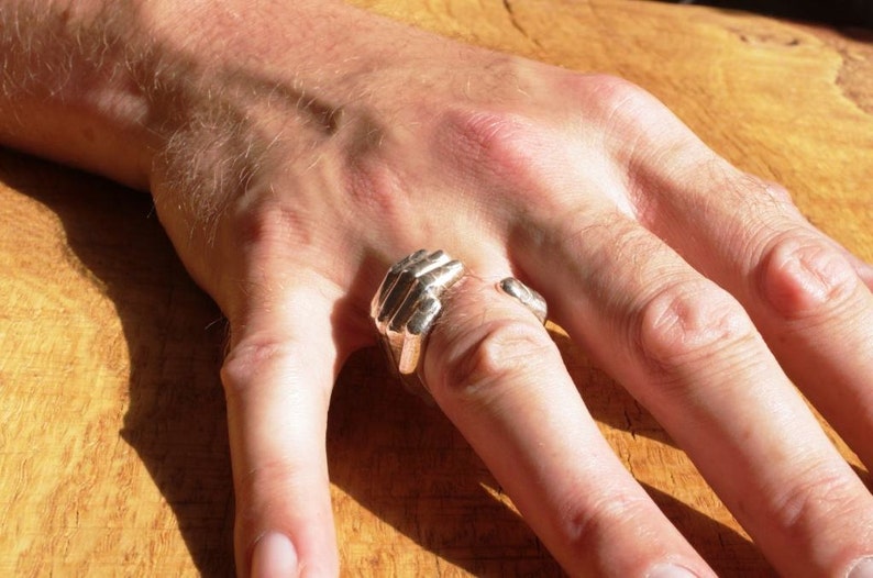 Massive Hand Ring Handmade Sterling Silver - Etsy