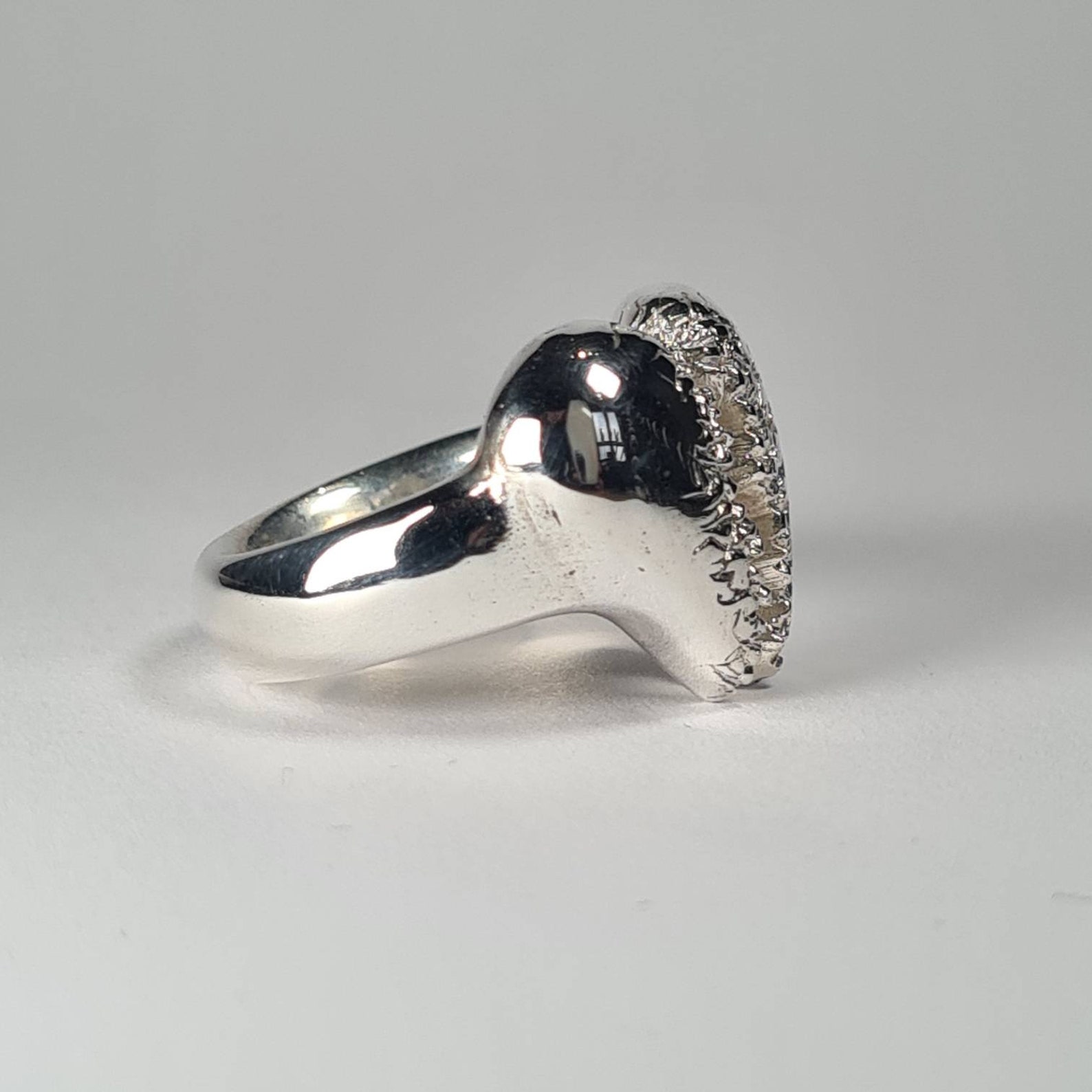 Broken Heart Ring Chunky Silver Ring Cracked Heart Open - Etsy