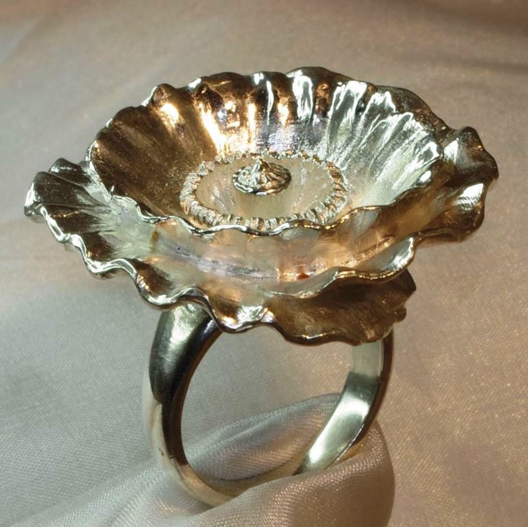 Poppy Ring Sterling Silver Handmade - Etsy