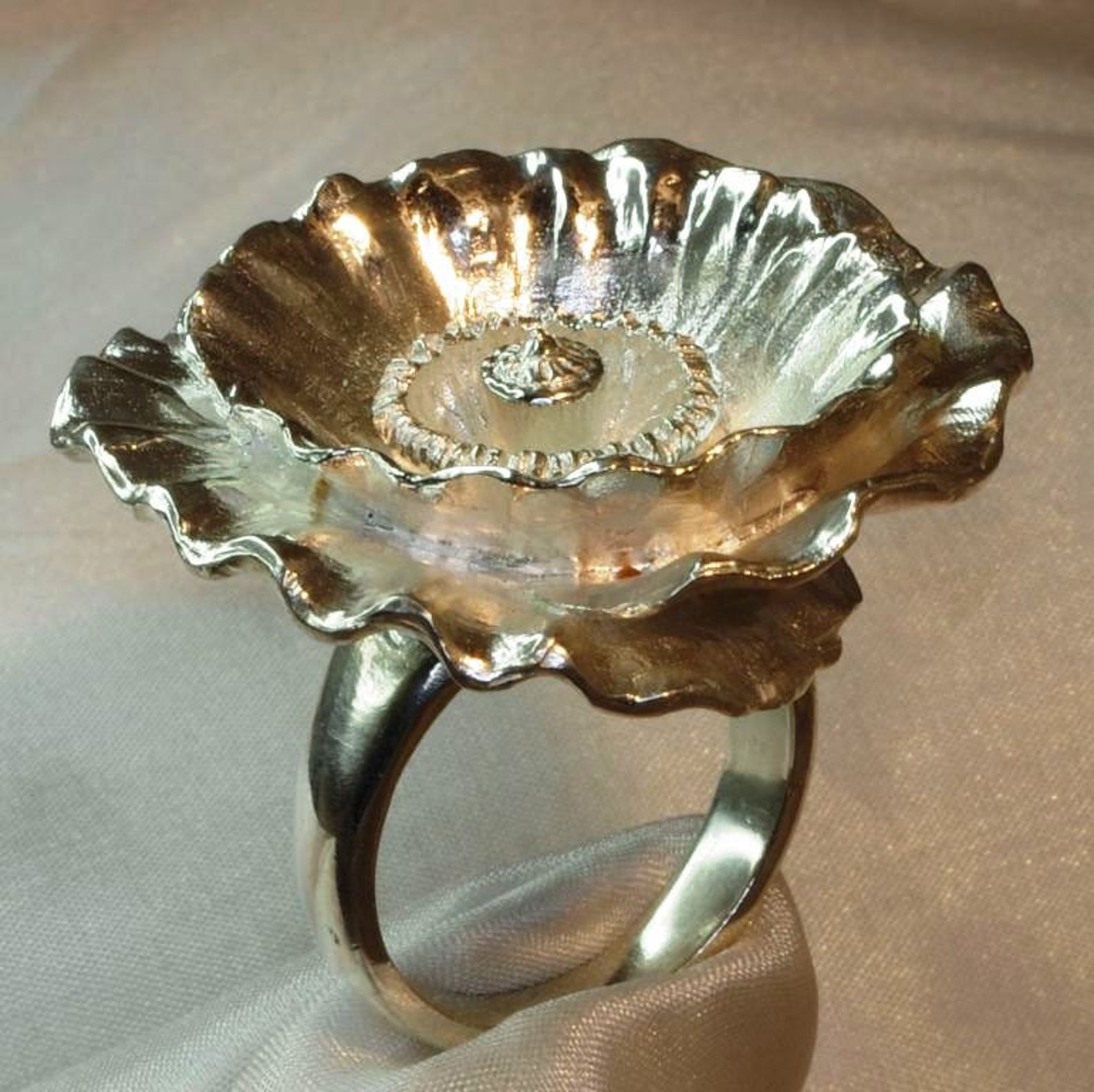 Poppy Ring Sterling Silver Handmade - Etsy