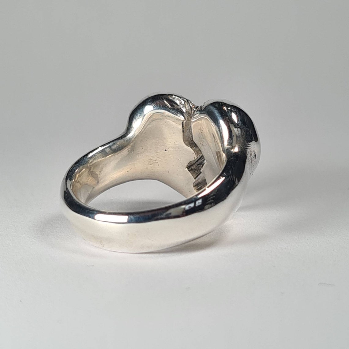 Broken Heart Ring Chunky Silver Ring Cracked Heart Open - Etsy