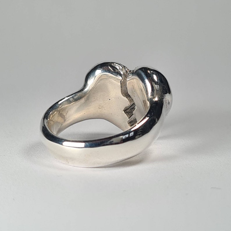 Broken Heart Ring Chunky Silver Ring Cracked Heart Open - Etsy