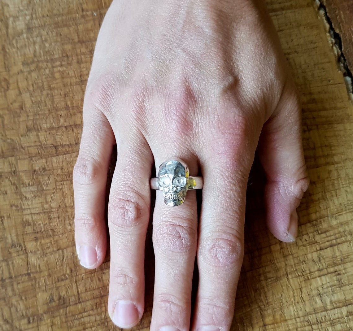 Sterling Silver Skull Ring Handmade - Etsy