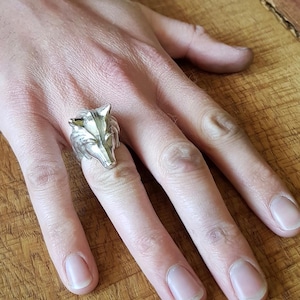 Wolf Ring Handmade Stering Silver Direwolf Ring 3d Wolf Head Ring - Etsy