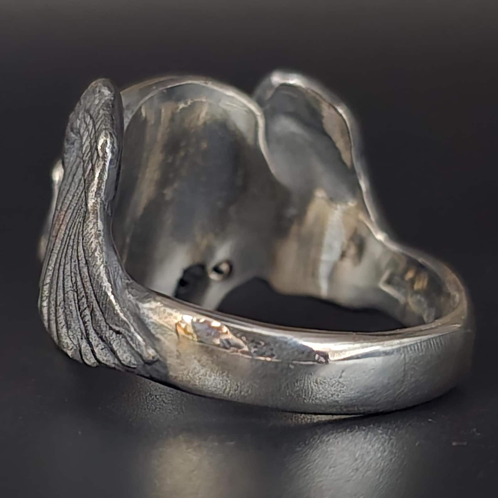 Winged Skull Ring Chunky Heavy Sterling Silver Biker Ring Gothic Rock ...