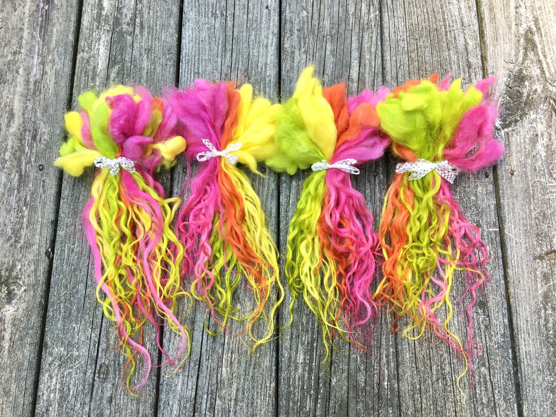 Hand Dyed Icelandic Wool Locks: Long Fiber for Spinning, Felting, Doll ...