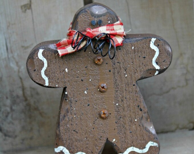 Christmas Decor, Gingerbread Man Decor, Christmas Primitive Shelf ...