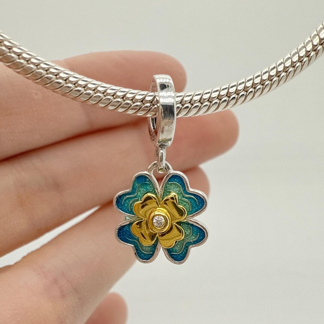 Spinnable Four Leaf Clover Lab-grown Diamond Dangle Charmsilver ...