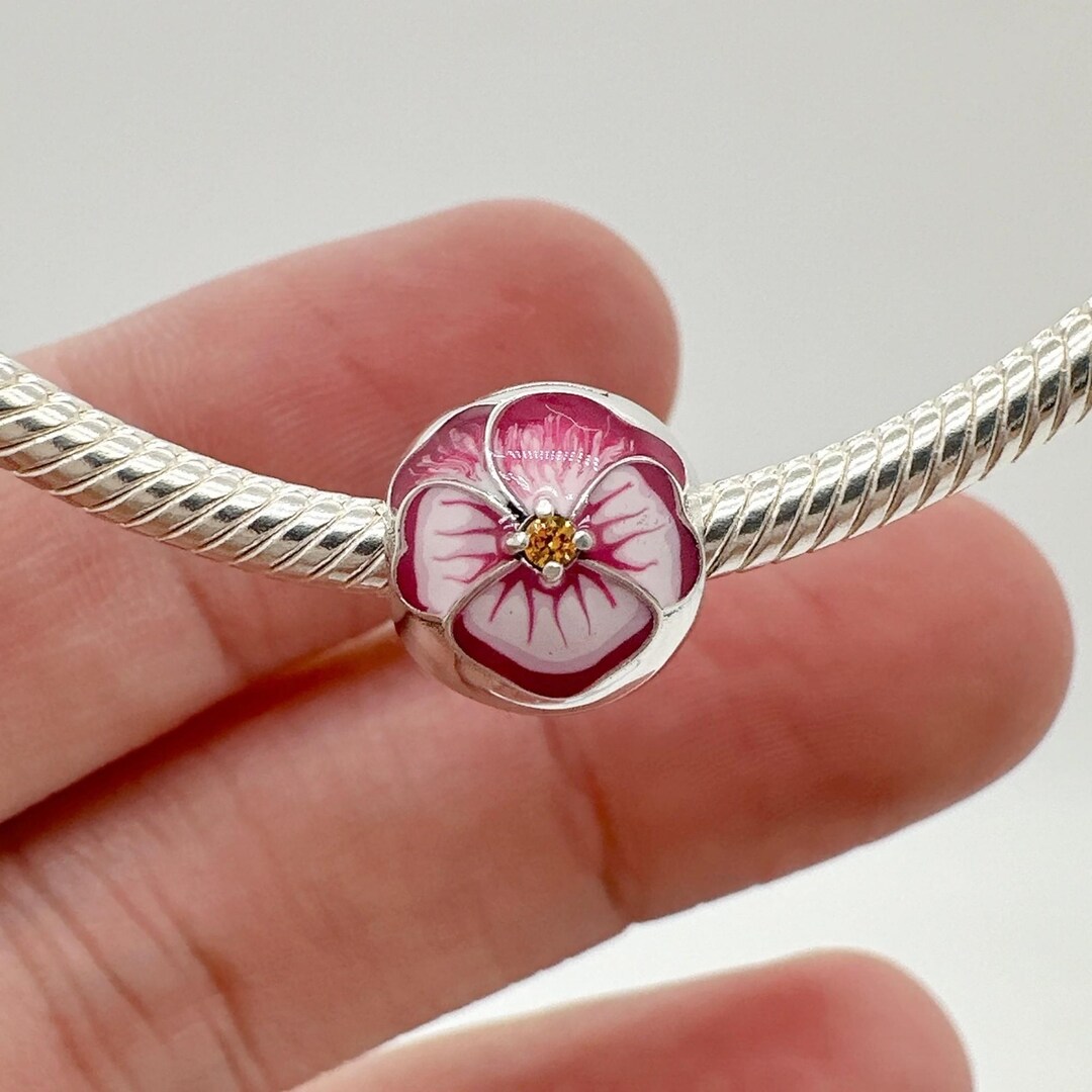 Pink Pansy Flower Clip Charmsilver Charmcharm for Bracelet - Etsy
