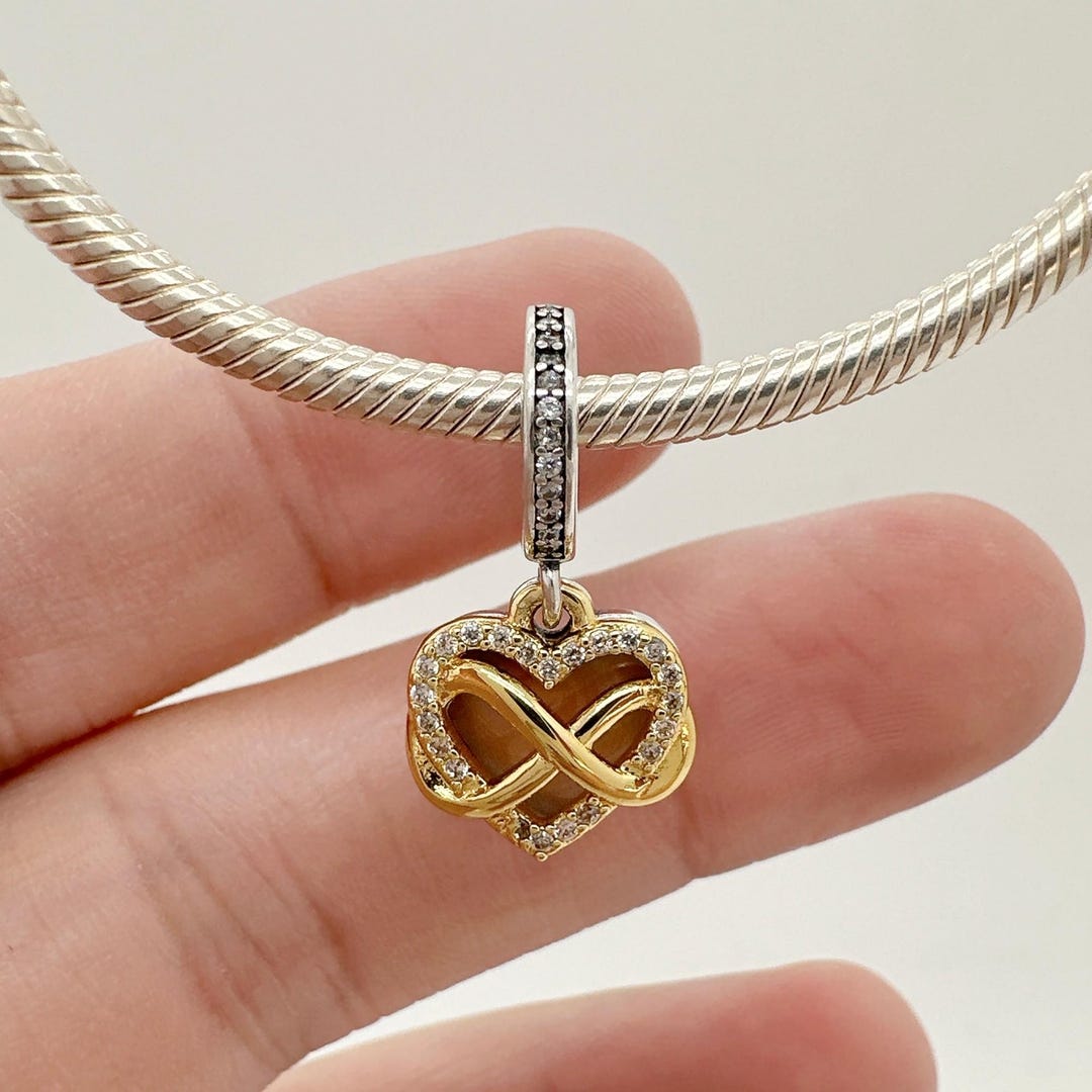 Sparkling Infinity Heart Dangle Charmsilver Charmcharm for Bracelet - Etsy