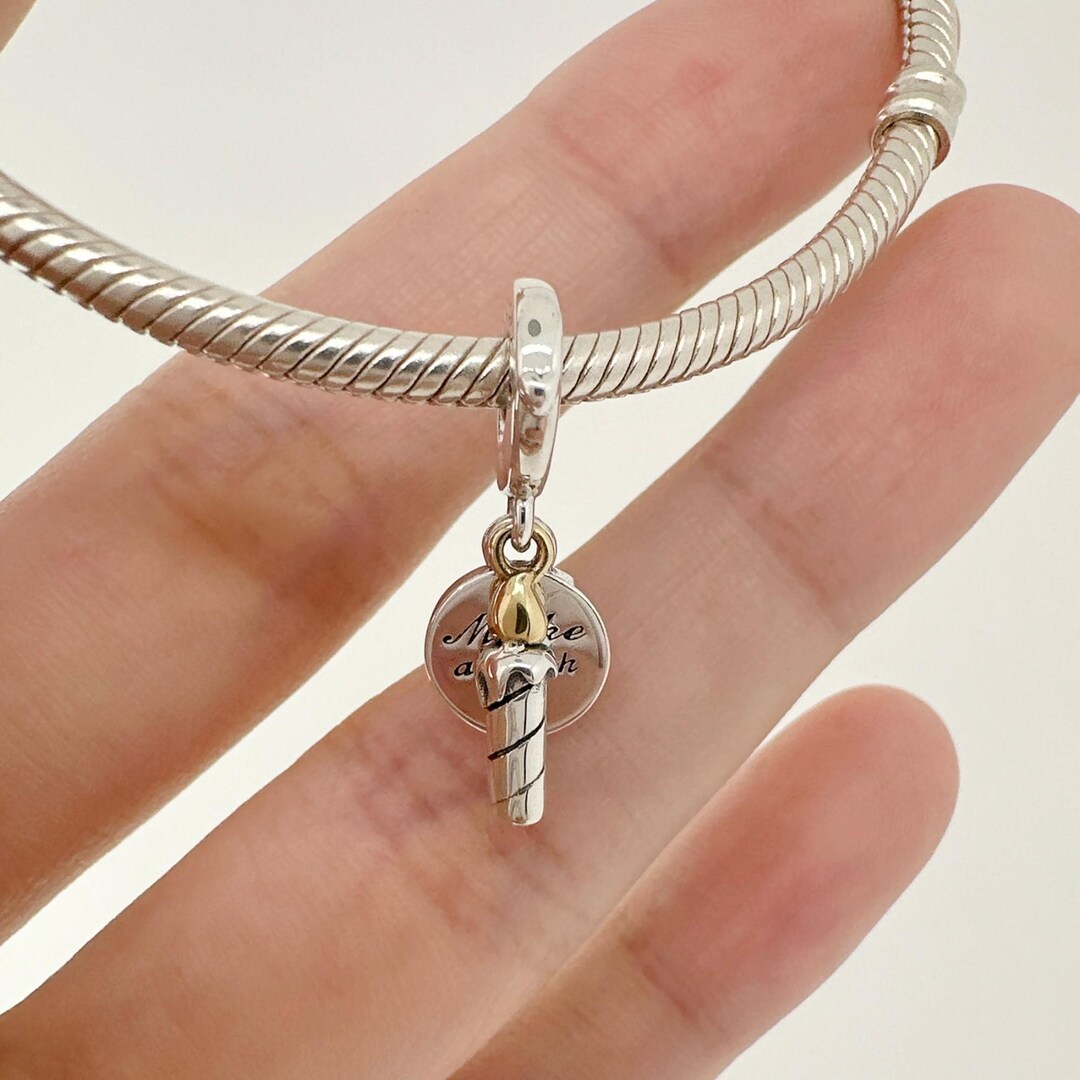 Two-tone Birthday Candle Dangle Charmsilver Charmcharm for Bracelet - Etsy