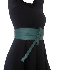 Wide Leather Wrap Obi Belt Green Leather Belt Womens - Etsy