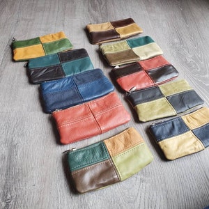 Patch Leather Coin Bag Zipper Pouch Rustic Bag Coin Bag - Etsy