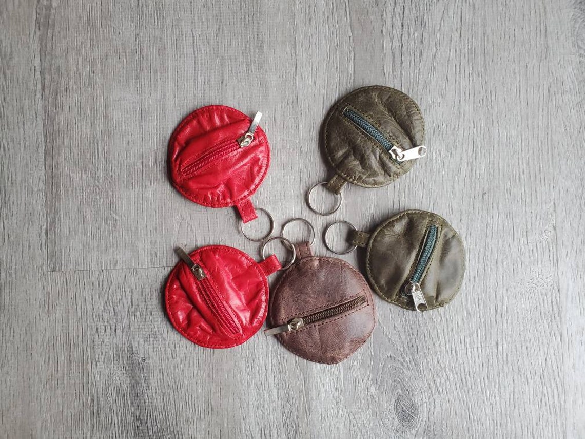 Leather Keychain Keychain Holder Small Pouch Coin Bag - Etsy