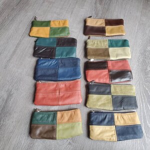 Patch Leather Coin Bag Zipper Pouch Rustic Bag Coin Bag - Etsy