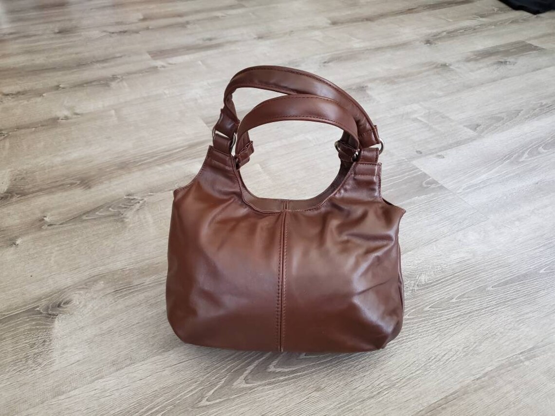 Brown Leather Shoulder Bag Small Lightweight Purse Urban | Etsy