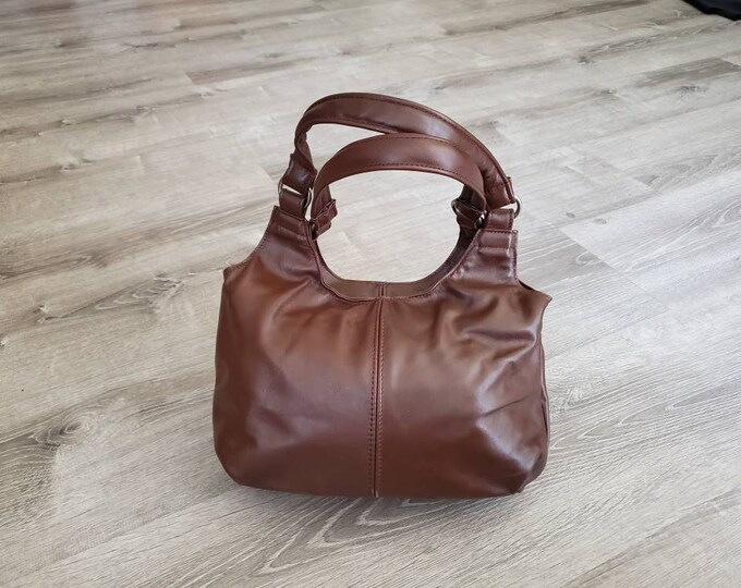 Brown Leather Shoulder Bag, Small Lightweight Purse, Urban Handbag ...