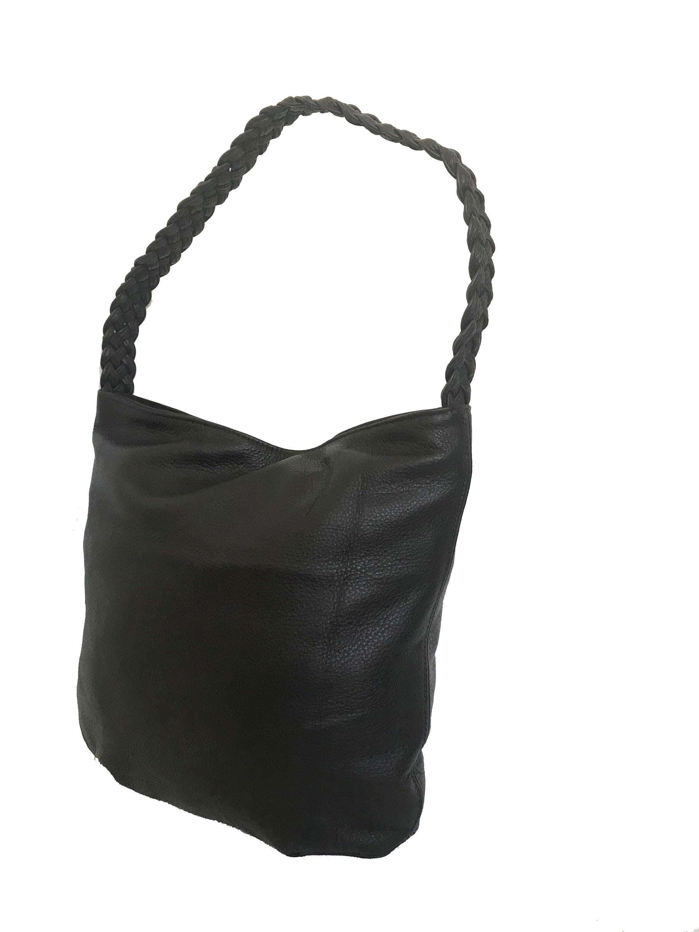 Brown Leather Hobo Bag w Braided Handle Casual Purse | Etsy