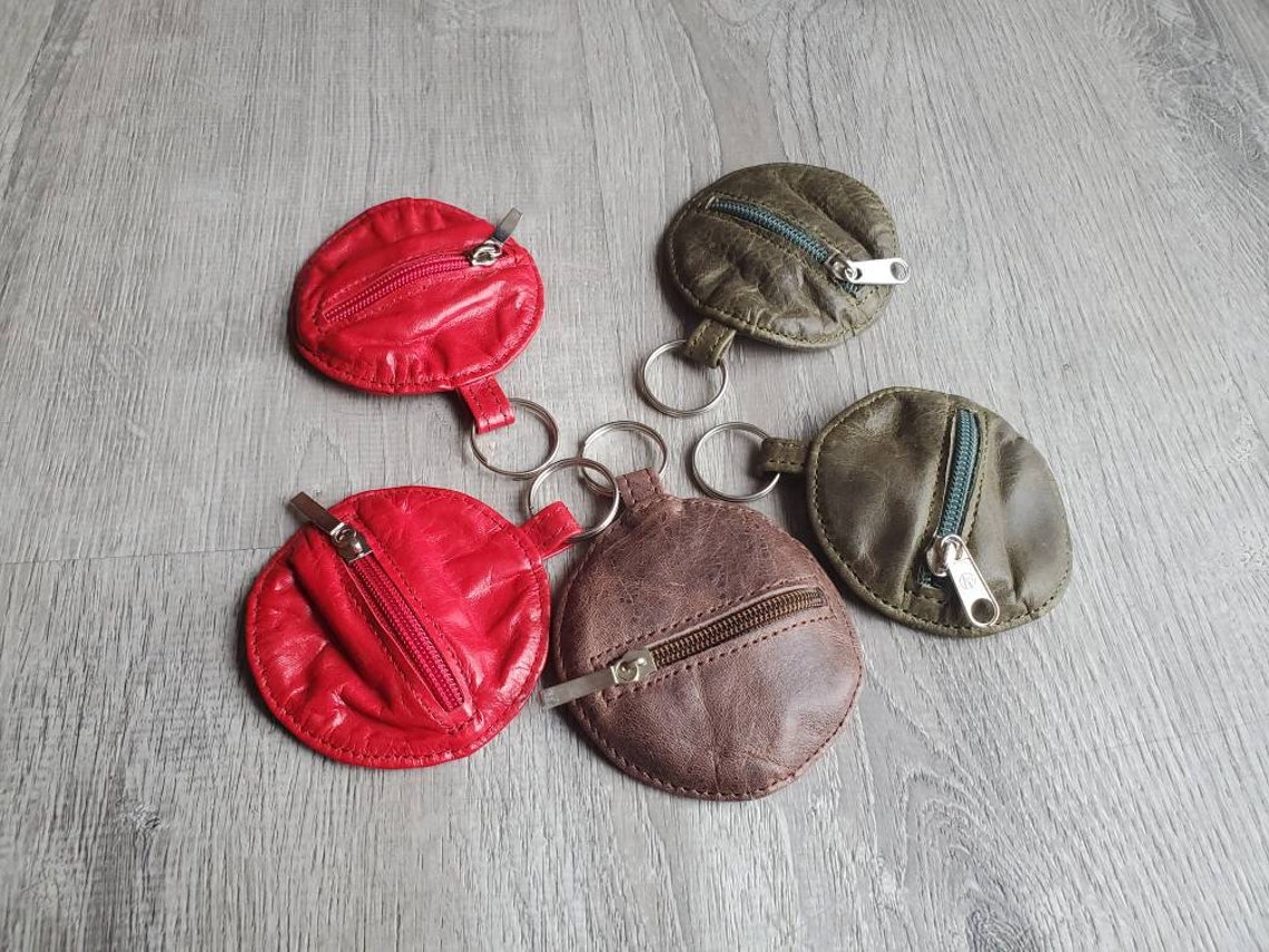 Leather Keychain Keychain Holder Small Pouch Coin Bag - Etsy