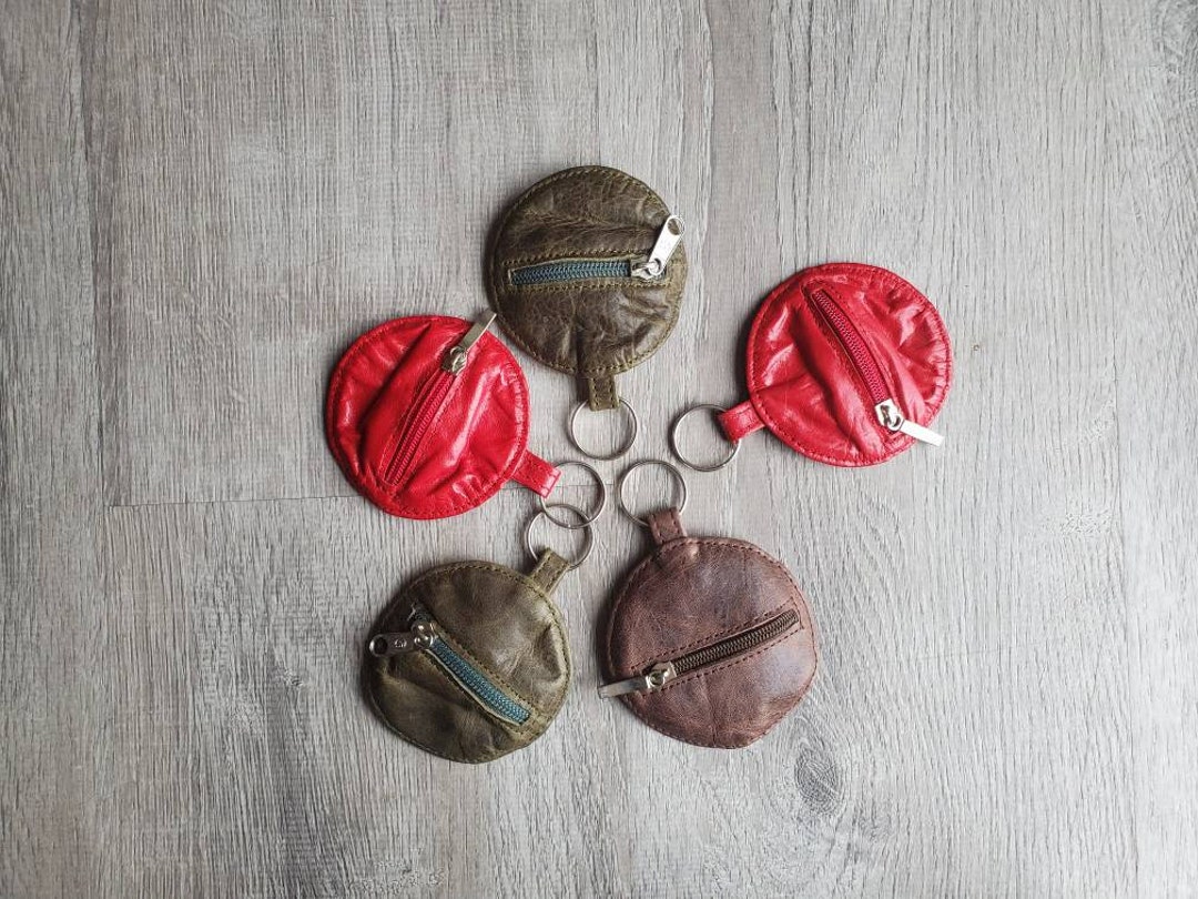 Leather Keychain Keychain Holder Small Pouch Coin Bag - Etsy