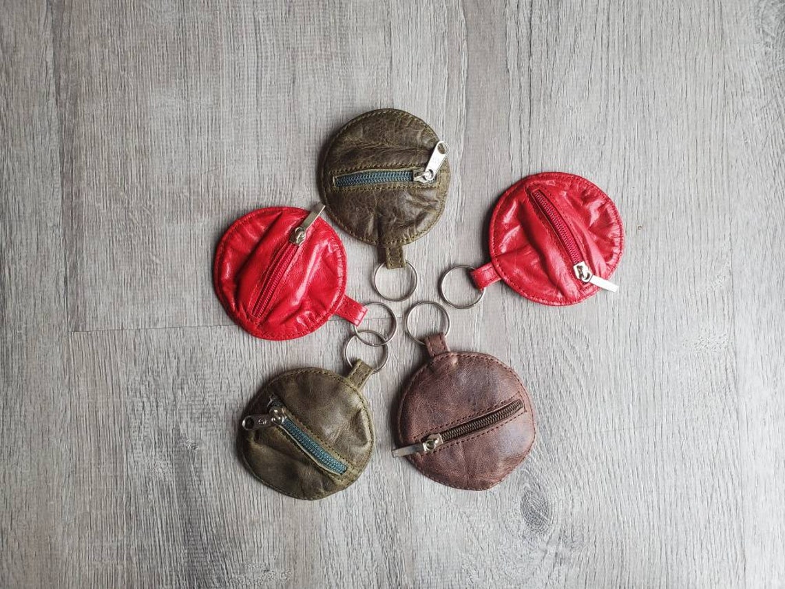 Leather Keychain Keychain Holder Small Pouch Coin Bag - Etsy