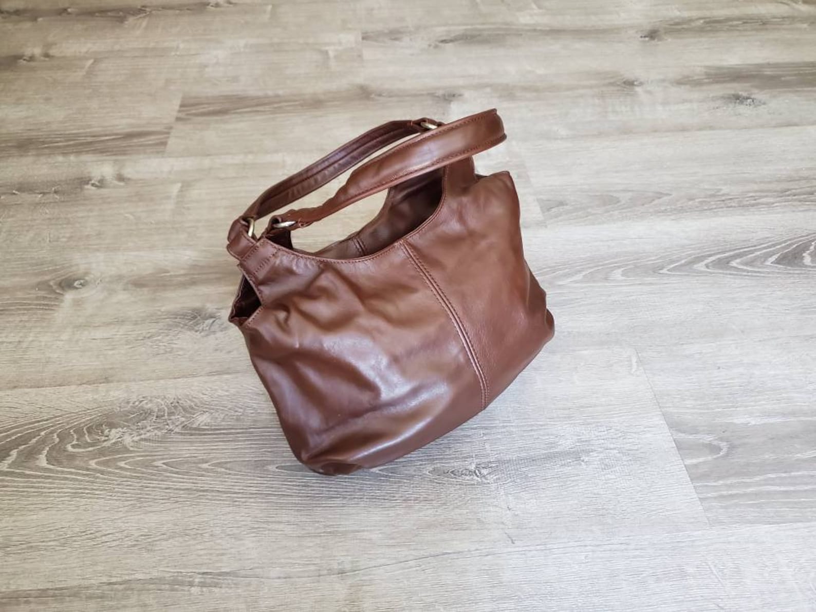 Brown Leather Shoulder Bag Small Lightweight Purse Urban | Etsy