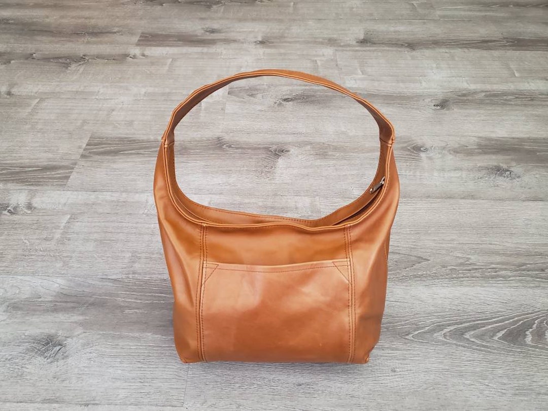 Vintage Honey Brown Leather Hobo Bag, Retro Style, Trendy Rustic ...
