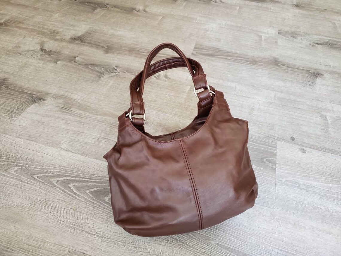 Brown Leather Shoulder Bag Small Lightweight Purse Urban | Etsy