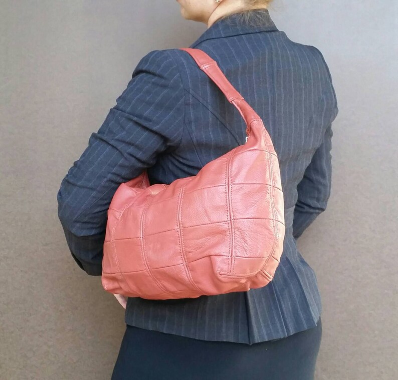 Leather Coral Pink Hobo Bag Casual Everyday Bag Shoulder - Etsy