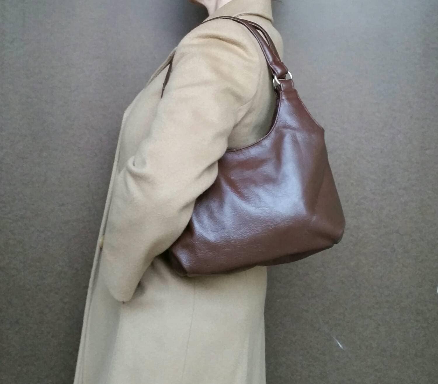 Brown Leather Shoulder Bag Small Lightweight Purse Urban | Etsy