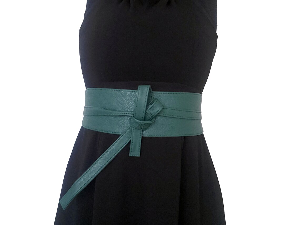 Wide Leather Wrap Obi Belt Green Leather Belt Women Stunning - Etsy