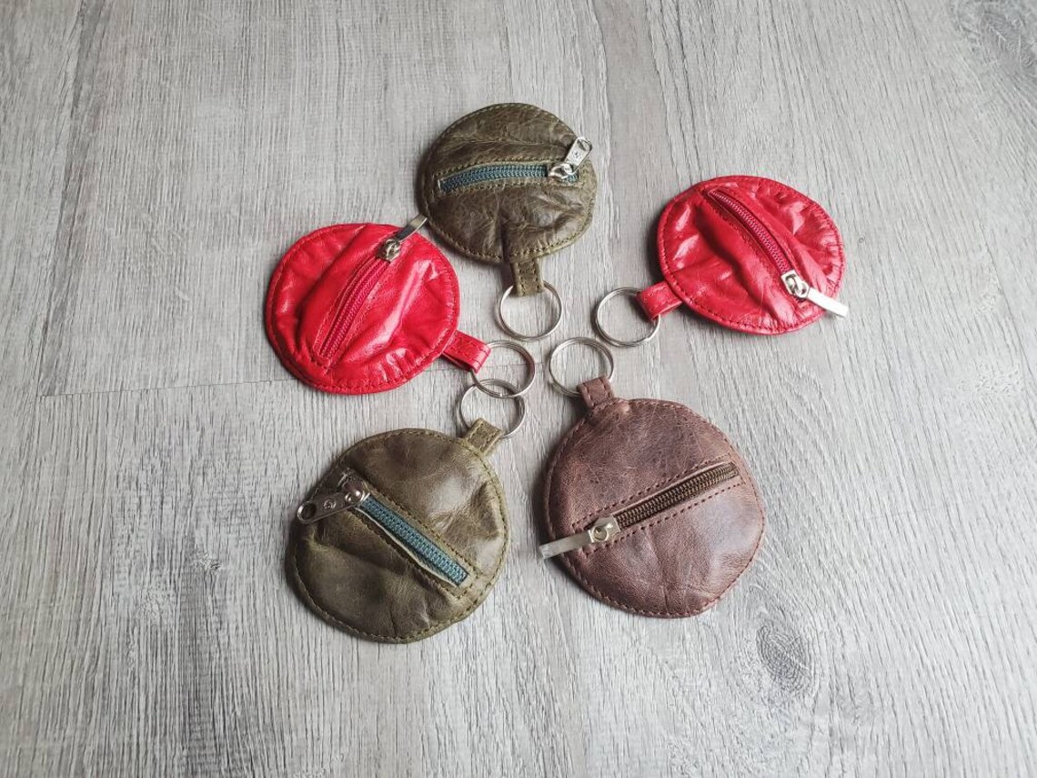 Leather Keychain Keychain Holder Small Pouch Coin Bag - Etsy