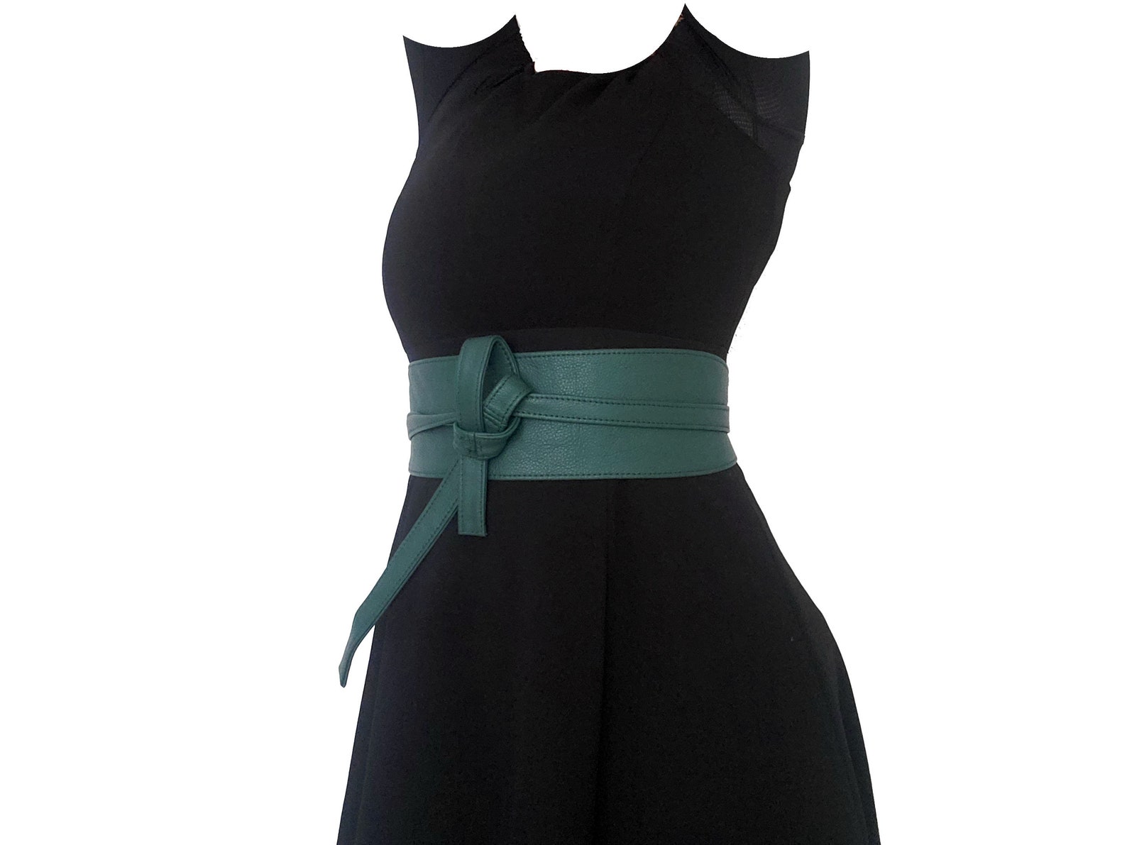 Wide Leather Wrap Obi Belt Green Leather Belt Women Stunning - Etsy