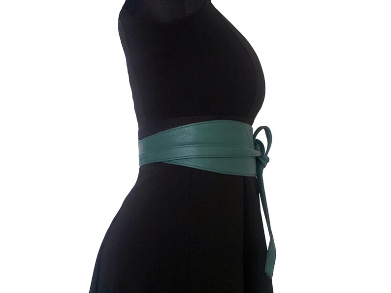Wide Leather Wrap Obi Belt Green Leather Belt Women Stunning - Etsy