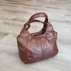 Brown Leather Shoulder Bag Small Lightweight Purse Urban | Etsy