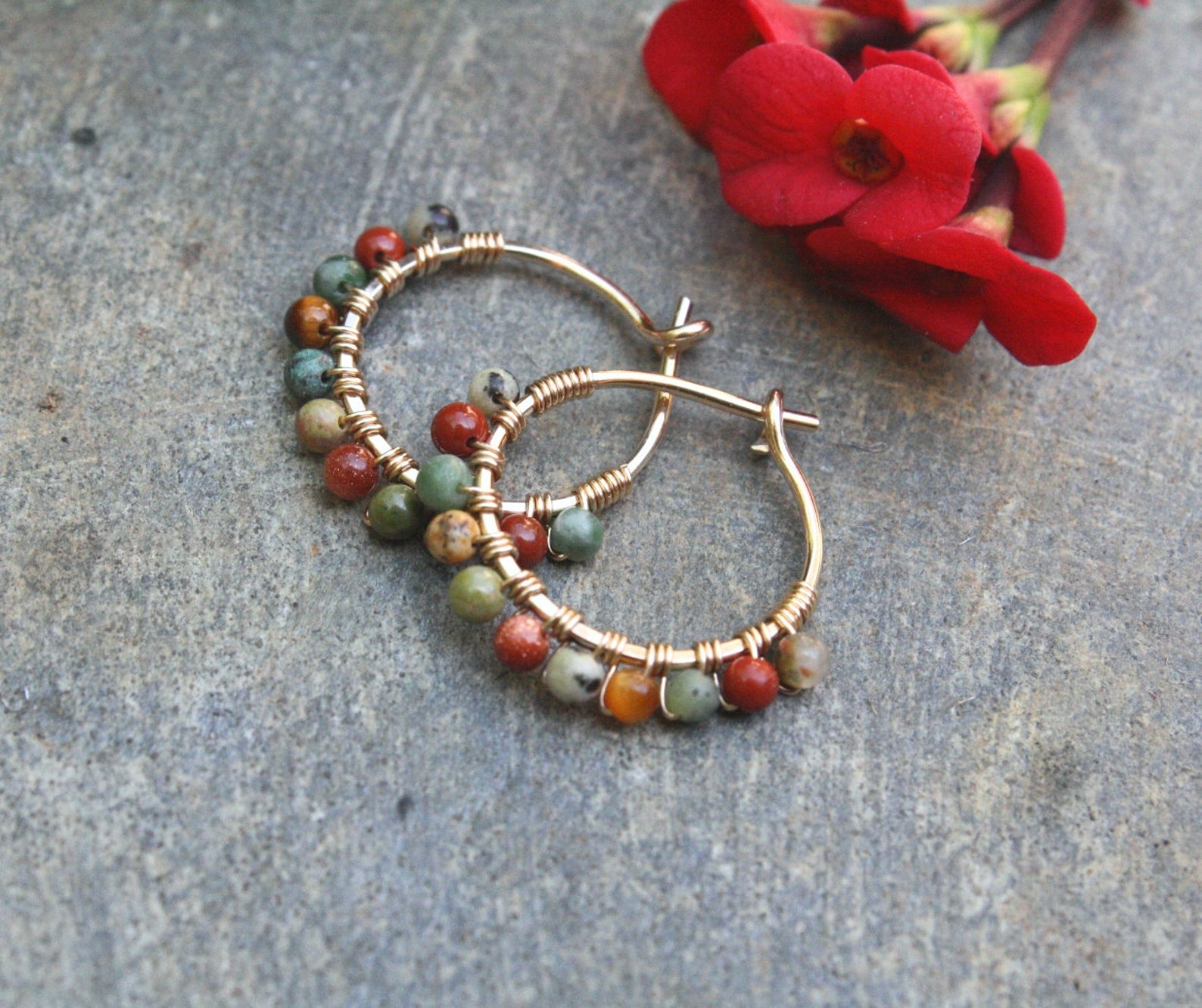 Gold Filled Hoops Desert Calico 1/2 Inch Gold Hoops Hoop | Etsy